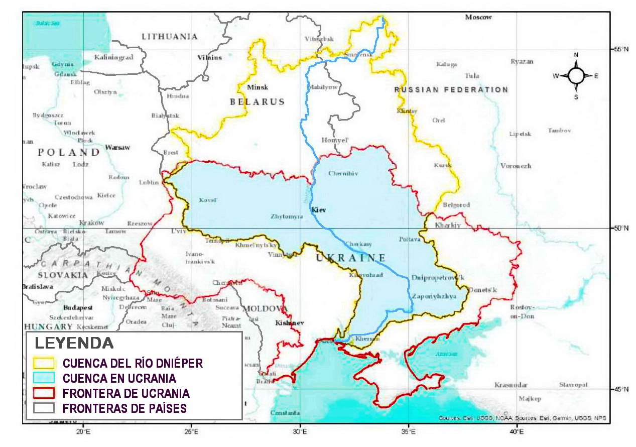 Río Dniéper en la antigua cartografía – al Sur de un horizonte